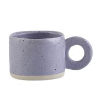 China 300ml Ceramic Nordic Ring Handle Coffee Mug Speckled Pattern Milk Tea Cup Breakfast Mug for sale