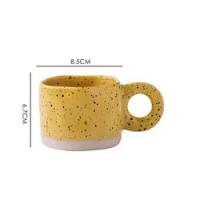 China 300ml Ceramic Nordic Ring Handle Coffee Mug Speckled Pattern Milk Tea Cup Breakfast Mug for sale