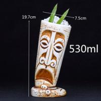 China Creative Ceramic Tiki Mugs Hawaiian Cocktail Mug Porcelain Beer Wine Mug 10pcs Custom Size for sale