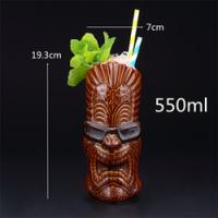 China Creative Ceramic Tiki Mugs Hawaiian Cocktail Mug Porcelain Beer Wine Mug 10pcs Custom Size for sale