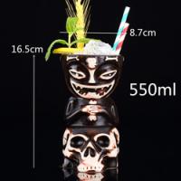 China Creative Ceramic Tiki Mugs Hawaiian Cocktail Mug Porcelain Beer Wine Mug 10pcs Custom Size for sale