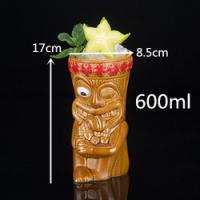 China Creative Ceramic Tiki Mugs Hawaiian Cocktail Mug Porcelain Beer Wine Mug 10pcs Custom Size for sale