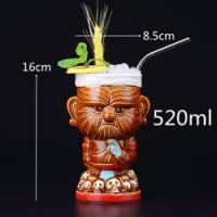 China Creative Ceramic Tiki Mugs Hawaiian Cocktail Mug Porcelain Beer Wine Mug 10pcs Custom Size for sale