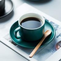 China Ceramic Cappuccino Cup and Saucer Set 200ml 5 Colors Custom Logo Latte Coffee Drinkware for sale