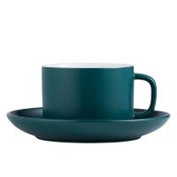 China Ceramic Cappuccino Cup and Saucer Set 200ml 5 Colors Custom Logo Latte Coffee Drinkware for sale