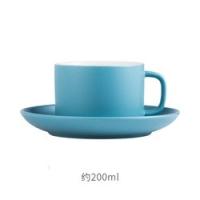 China Ceramic Cappuccino Cup and Saucer Set 200ml 5 Colors Custom Logo Latte Coffee Drinkware for sale