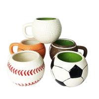 China Custom Ball Shape Ceramic Coffee Mug 350ml Football Basketball Baseball Golf Design for sale