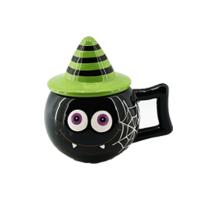 China Custom Ceramic Hand-painted Halloween Coffee Mug 3D Embossed Cat Pumpkin Ghost Skull Witch Monster 5 Inch Height for sale