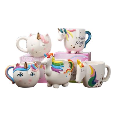 China Hand Painted 3D Unicorn Mug Ceramic Novelty Coffee Mug 350ml Customizable for Unicorn Lovers for sale