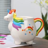 China Hand Painted 3D Unicorn Mug Ceramic Novelty Coffee Mug 350ml Customizable for Unicorn Lovers for sale