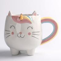 China 3D Cat Printed Ceramic Coffee Mug 350ml Eco Friendly Dolomite Cup Customizable for sale