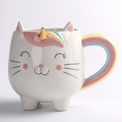China 3D Cat Printed Ceramic Coffee Mug 350ml Eco Friendly Dolomite Cup Customizable for sale