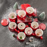 China Ceramic Christmas Mug 350ml with Lid and Spoon Red Eco Friendly Gift Cup for sale
