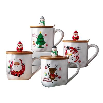 China Creative Ceramic Coffee Mug 350ml Christmas Cartoon Design Microwave Safe for sale