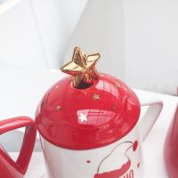 China Ceramic Coffee Mug 400ml Breakfast Milk Cup with Lid Spoon Christmas Gift for sale