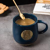 China 414ml Ceramic Coffee Mug Copper Fish Scale Pattern Custom Logo Large Capacity Cup for sale