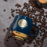 China 414ml Ceramic Coffee Mug Copper Fish Scale Pattern Custom Logo Large Capacity Cup for sale