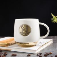China 414ml Ceramic Coffee Mug Copper Fish Scale Pattern Custom Logo Large Capacity Cup for sale