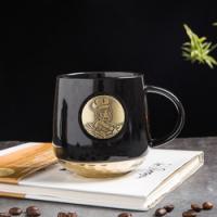 China 414ml Ceramic Coffee Mug Copper Fish Scale Pattern Custom Logo Large Capacity Cup for sale