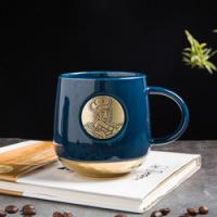 China 414ml Ceramic Coffee Mug Copper Fish Scale Pattern Custom Logo Large Capacity Cup for sale