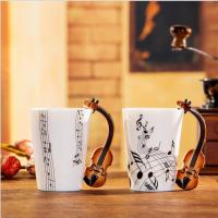 China 3D Creative Travel Custom Ceramic Mugs 13OZ With Violin Handgrip for sale