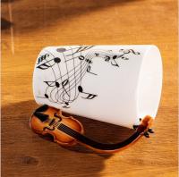 China 3D Creative Travel Custom Ceramic Mugs 13OZ With Violin Handgrip for sale
