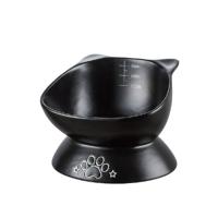 China Ceramic Raised Cat Dog Bowl Anti Tipping Elevated Pet Feeder 13x11.6x9.4cm Black for sale