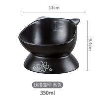 China Ceramic Raised Cat Dog Bowl Anti Tipping Elevated Pet Feeder 13x11.6x9.4cm Black for sale