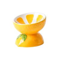 China Anti Overturning Raised Ceramic Cat Bowl Rounded Shape 350ml Pet Feeder for sale