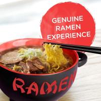 China Custom Printed Ceramic Ramen Bowl Set For Soup Noodle Round Shape for sale