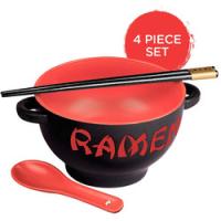 China Custom Printed Ceramic Ramen Bowl Set For Soup Noodle Round Shape for sale