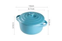 China Anti Scald Ceramic Oven Bowl with Lid Double Ear 1000ml Baking Soup Bowl for sale