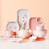 China Nordic Cartoon Ceramic Dinnerware Set 16 Piece Bowl Plate Set for Home Restaurant Use for sale