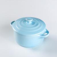 China Anti Scald Ceramic Oven Bowl with Lid Double Ear 1000ml Baking Soup Bowl for sale