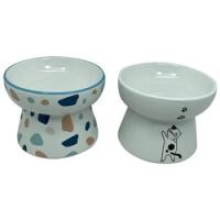 China Custom Ceramic Pet Food Bowl Durable Cute Dog Cat Feeding Bowl 2 Cup Capacity for sale