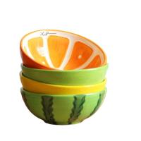 China Hand Painted Ceramic Fruit Bowl Watermelon Pattern 4.7 Inch Ice Cream Dessert Bowl Microwave Safe for sale