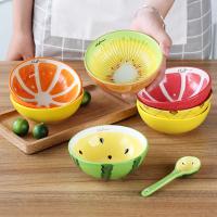 China Hand Painted Ceramic Fruit Bowl Watermelon Pattern 4.7 Inch Ice Cream Dessert Bowl Microwave Safe for sale