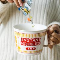 China Wholesale Porcelain Ramen Bowl Set with Lid 2pcs Reusable Easy Clean Instant Noodle Bowl OEM for sale