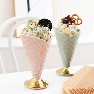 China Porcelain Ceramic Ice Cream Dessert Cup 250ml Home Decoration Bowl OEM Custom for sale