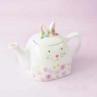 China Creative Cute Rabbit Ceramic Dinnerware Set Embossed Craft 1-Piece Home Easter Tableware for sale