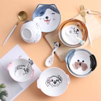 China Cute Dog Design Ceramic Oven Bowl 9 Inch 10 Inch 12 Inch Food Grade Safe for sale