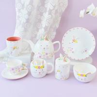 China Creative Cute Rabbit Ceramic Dinnerware Set Embossed Craft 1-Piece Home Easter Tableware for sale
