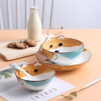 China Cute Dog Design Ceramic Oven Bowl 9 Inch 10 Inch 12 Inch Food Grade Safe for sale