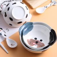 China Cute Dog Design Ceramic Oven Bowl 9 Inch 10 Inch 12 Inch Food Grade Safe for sale