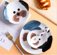 China Cute Dog Design Ceramic Oven Bowl 9 Inch 10 Inch 12 Inch Food Grade Safe for sale