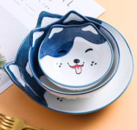 China Cute Dog Design Ceramic Oven Bowl 9 Inch 10 Inch 12 Inch Food Grade Safe for sale