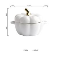 China Pumpkin Porcelain Ceramic Bowl with Lid for Breakfast Egg Stew 300ml for sale