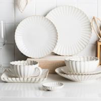 China Custom Porcelain Ceramic Plate Set 2-Piece Dinnerware for Restaurant Coffee Shop OEM ODM for sale