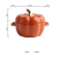 China Pumpkin Porcelain Ceramic Bowl with Lid for Breakfast Egg Stew 300ml for sale