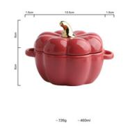 China Pumpkin Porcelain Ceramic Bowl with Lid for Breakfast Egg Stew 300ml for sale